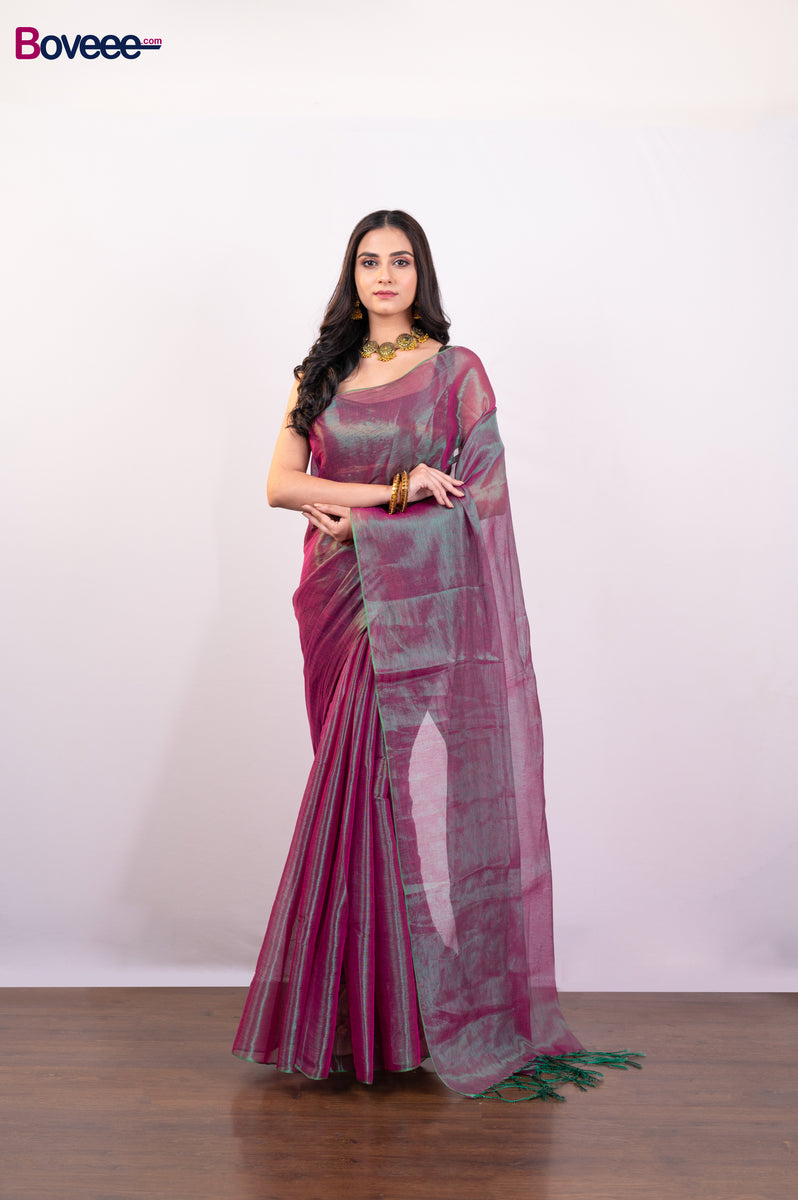 DUAL TONE TISSUE SILK SAREE – Boveee